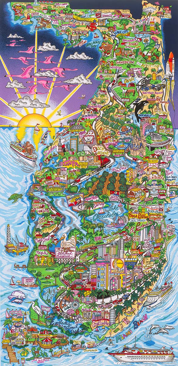 Vibrant Florida Landscape & 3D Memorabilia Artwork | Amazing Animation