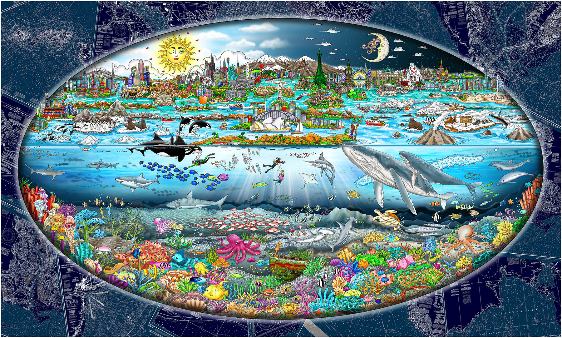 Vibrant & Animated Framed 3D Ocean Artwork | Amazing Animation